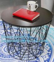 China Commercial use stylish marble top metal wire square coffee table, Steel wire coffee table, high end solid wood table top for sale