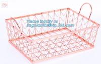 China Metal Wire storage basket,rose gold metal wire storage basket for kitchen bathroom office, metal chicken wire storage ba for sale