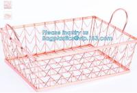 China Metal Wire storage basket,rose gold metal wire storage basket for kitchen bathroom office, metal chicken wire storage ba for sale