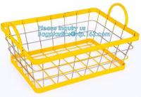 China Home Storage Used Round Shaped Metal Mesh Wire Kitchen Basket, Kitchen metal gold wire rectangular vegetable fruit stack for sale