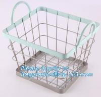 China supermarket custom oblong wire metal storage baskets, Rose-Gold Fruit Baskets Storage Baskets Metal Wire Baskets, wire for sale