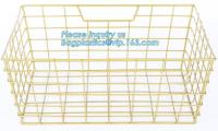 China metal wire storage basket with tray in whole sale lowest MOQ sale even just buy 1 set, Kitchen storage Rose gold wire me for sale