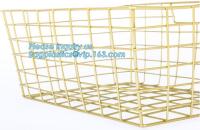 China metal wire storage basket with tray in whole sale lowest MOQ sale even just buy 1 set, Kitchen storage Rose gold wire me for sale