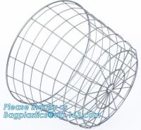 China decorative laundry metal wire material storage basket, Vintage Metal Chicken Wire Removable Fabric Hanging Storage Baske for sale