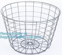 China decorative laundry metal wire material storage basket, Vintage Metal Chicken Wire Removable Fabric Hanging Storage Baske for sale