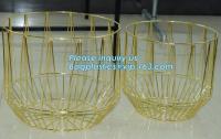 China Lined Utility Metal Wire Storage Bin Laundry Basket with Handles for Heavy Duty Use In Office, Craft Room, Kitchen, Pant for sale