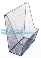 China New Design Office Black Wire Mesh Baskets with Magnets, Flat Storage Baskets, Metal Wire 3 Tier Wall Mounted Kitchen Fru for sale