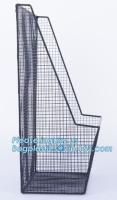 China New Design Office Black Wire Mesh Baskets with Magnets, Flat Storage Baskets, Metal Wire 3 Tier Wall Mounted Kitchen Fru for sale