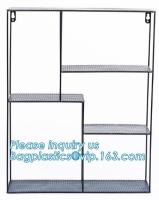 China Metal Wire 3 Tier Wall Mounted Kitchen Fruit Produce Bin Rack / Bathroom Towel Baskets/File Organizer Rack, wire functio for sale