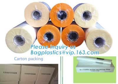 China Crepe paper tape masking film, Pre-folded Plastic Film Reel, Pre-taped Plastic bulk roll, hot sale car paint window pr for sale