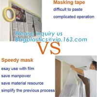China painting painters masking film with bule tape, painting folded pre-taped core masking film, spray plastic pre-tape pla for sale