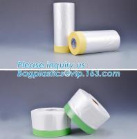China outdoor paper masking film, rice paper taped masking film, auto used pre-taped masking film, indoor masking film, cloth for sale