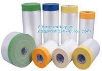 China outdoor paper masking film, rice paper taped masking film, auto used pre-taped masking film, indoor masking film, cloth for sale