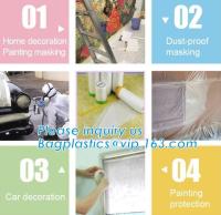 China 4m*5m plastic cover sheet for furniture, Taped clear HDPE plastic masking film, Plastic car paint plastic cover tape ma for sale
