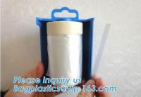 China PE protection cover mask film roll with masking tape, Corona treated plastic HDPE taped masking film, Pre-taped plasti for sale