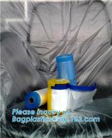 China Disposable car protection pre-taped paint plastic masking film, PE material soft hardness protective plastic masking fi for sale