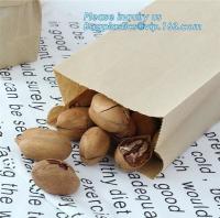 China Custom design printed Kraft bread packaging paper bag,wax grease proof square bottom packing french bread white craft pa for sale