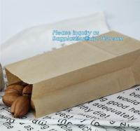China Custom design printed Kraft bread packaging paper bag,wax grease proof square bottom packing french bread white craft pa for sale