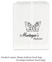 China Food Grade Take away White Kraft Paper Bread Paper Bag W/Customized Logo Printing，Food grade Printed white brown kraft b for sale