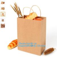 China Custom brown bakery food grade packaging bread kraft paper bag with handles,Bread Packaging Paper Bags for Wholesale pak for sale