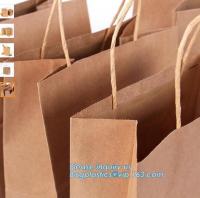 China Custom brown bakery food grade packaging bread kraft paper bag with handles,Bread Packaging Paper Bags for Wholesale pak for sale