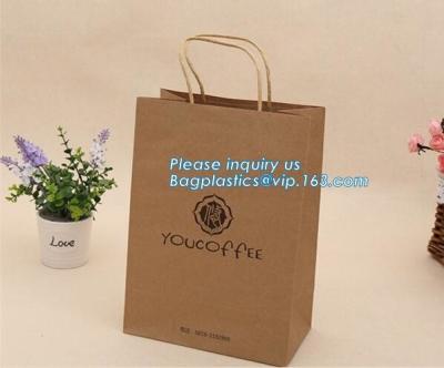 China Brown kraft paper shoppinFood grade printed bakery brown greaseproof kraft paper bread packaging bags with clear window, for sale