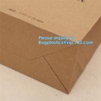 China Brown kraft paper shoppinFood grade printed bakery brown greaseproof kraft paper bread packaging bags with clear window, for sale