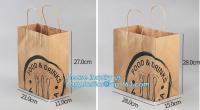 China fast food packaging grcoery brown kraft paper shopping carry bags with handles,take away fast food kraft paper bag, bage for sale