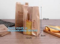 China Recyclable sandwich bread food packaging brown paper bag custom kraft pastry paper bag，kraft paper bread bag with window for sale