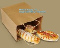 China Custom printed kraft paper bags food grade with window bread packaging paper bags,Custom kraft breakfast pastry packagin for sale