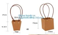 China Recycled Fashion Design Flat Paper Handle Kraft Gift Bag Flower Carrier Bag,Flower carrier bag kraft paper flower carrie for sale