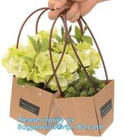 China Recycled Fashion Design Flat Paper Handle Kraft Gift Bag Flower Carrier Bag,Flower carrier bag kraft paper flower carrie for sale
