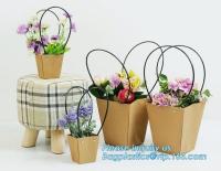 China Recycled Fashion Design Flat Paper Handle Kraft Gift Bag Flower Carrier Bag,Flower carrier bag kraft paper flower carrie for sale