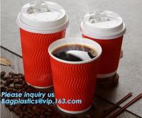 China Custom Disposable Striped Paper Cup Ripple Wall Paper Coffee Cups,Printed Disposable Coffee Paper Cup with Lid PACKAGE for sale