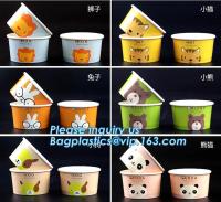 China 12oz 360ml 34oz 1000ml ice cream paper cup and paper lid,double pe coating single wall recycled 16oz icecream cup 500ml for sale