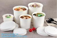 China Disposable paper hot soup cup with paper flat lid,microwaveable deli container disposable plastic hot soup cups bagease for sale