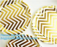 China Party supplies, custom printing table rose gold paper biodegradable dinner disposable plate,Compostable Eco Friendly Env for sale