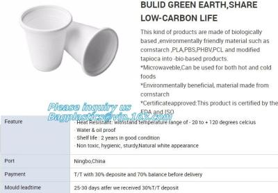 China SUGARCANE CUPS PLATE BOWL CONTAINERS, ECO FRIENDLY BIOGERADABLE CULTERY, PLA TRAY, STARCH BASED PRODUCTS BAGEASE PACKAGE for sale
