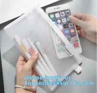China Promotional high quality custom logo plastic mesh document bag PVC file holder bag with zipper,A4 Colorful Printed Docum for sale