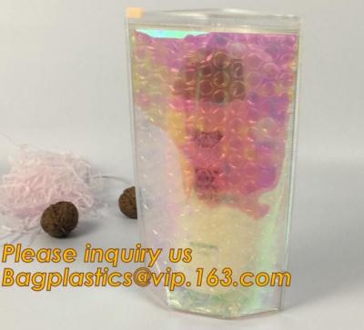 China transparent slider zipper bubble bag，Reusable portable PE bubble wine bottle protector bag,k bubble bag,slider pac for sale