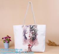 China Promotional custom portrait printing lady shoulder bag,cotton canvas shopping tote bag with cotton rope handle bagease p for sale
