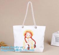 China Promotional custom portrait printing lady shoulder bag,cotton canvas shopping tote bag with cotton rope handle bagease p for sale