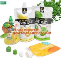 China Reusable Stand Up Plastic Custom Liquid Fruit Juice Drink Packaging Spout Pouch Bag / Juice Doypack With Spout Cap PACKA for sale