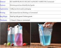 China Juice Drink Pouches Heavy Duty Hand-held Reclosable Zipper bags Stand-up Heat-proof Plastic Pouches with straw pouch sac for sale