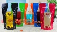 China stand up reclosable drinking pouches cold drink k bag with straw,Beveragereusable Kids Snack Zip Lock Juice Drink for sale