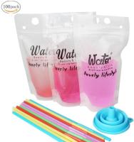 China biodegradable eco-friendly FDA clear juice sealed drink pouches translucent reclosable hand held zipper plastic drinking for sale