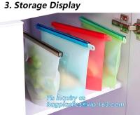 China Storage preservation reusable silicone food bag,FDA reusable silicone storage food bag with k in microwave bagease for sale