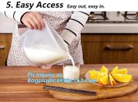 China Storage preservation reusable silicone food bag,FDA reusable silicone storage food bag with k in microwave bagease for sale
