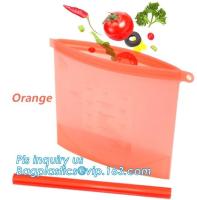 China Storage preservation reusable silicone food bag,FDA reusable silicone storage food bag with k in microwave bagease for sale