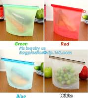 China Storage preservation reusable silicone food bag,FDA reusable silicone storage food bag with k in microwave bagease for sale